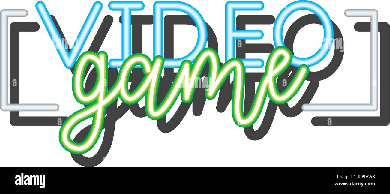 neon video game lettering board vector illustration Stock Vector Image ...