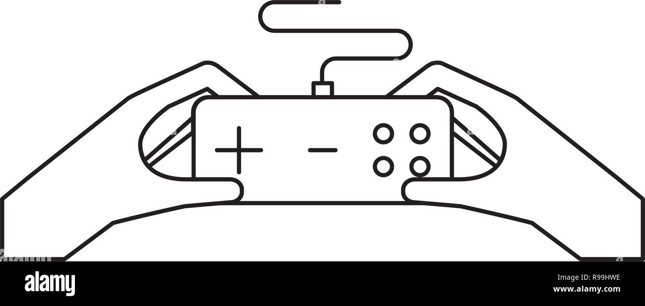 hands holding control on white background vector illustration Stock ...