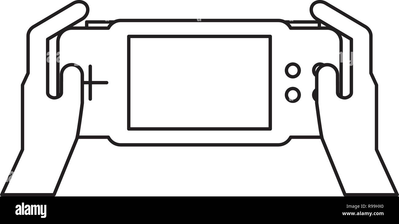 hands holding control on white background vector illustration Stock ...