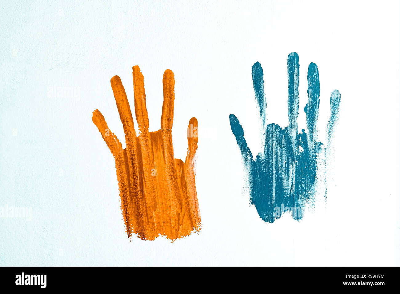 handprint in paint on white wall Stock Photo - Alamy