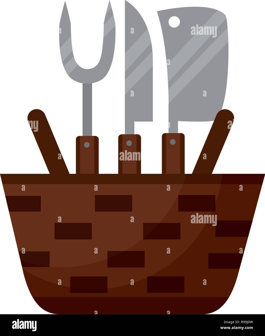 wicker basket fork and knives vector illustration Stock Vector Image ...