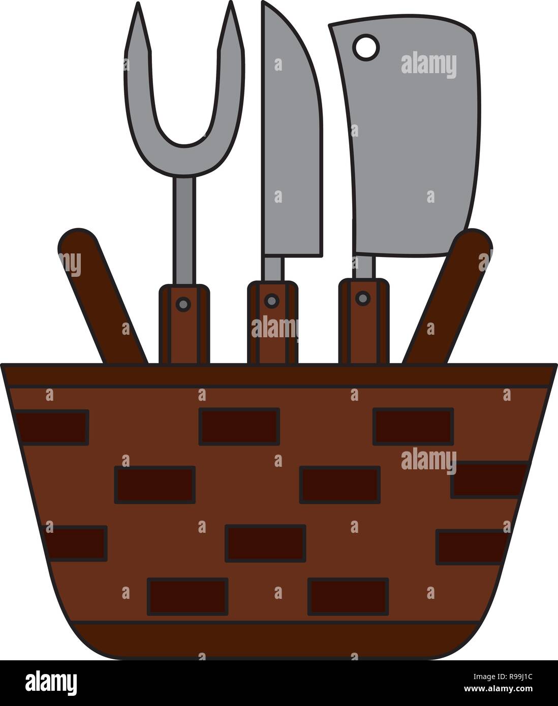 wicker basket fork and knives vector illustration vector illustration ...