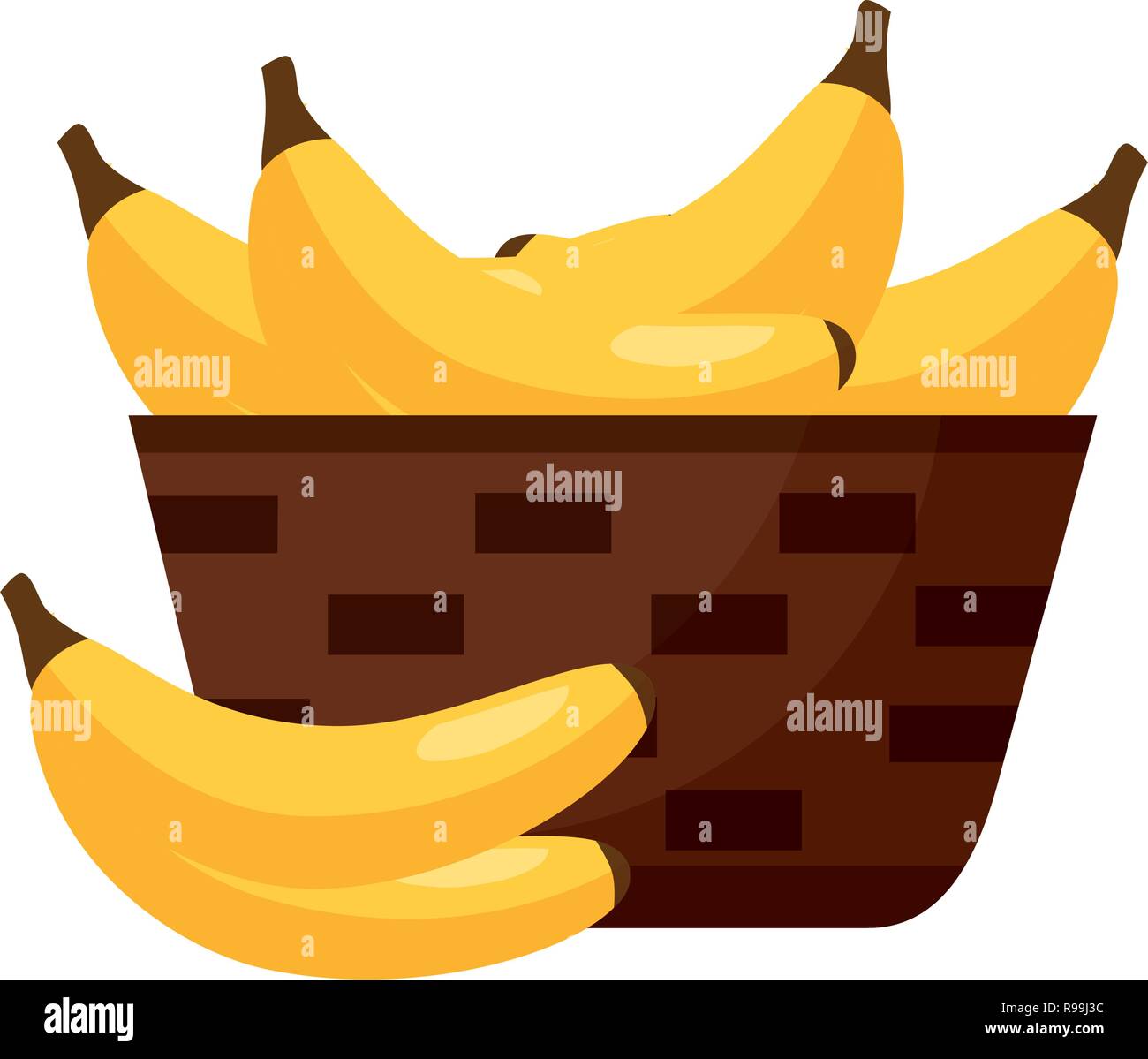 wicker basket with fresh banana vector illustration Stock Vector Image ...