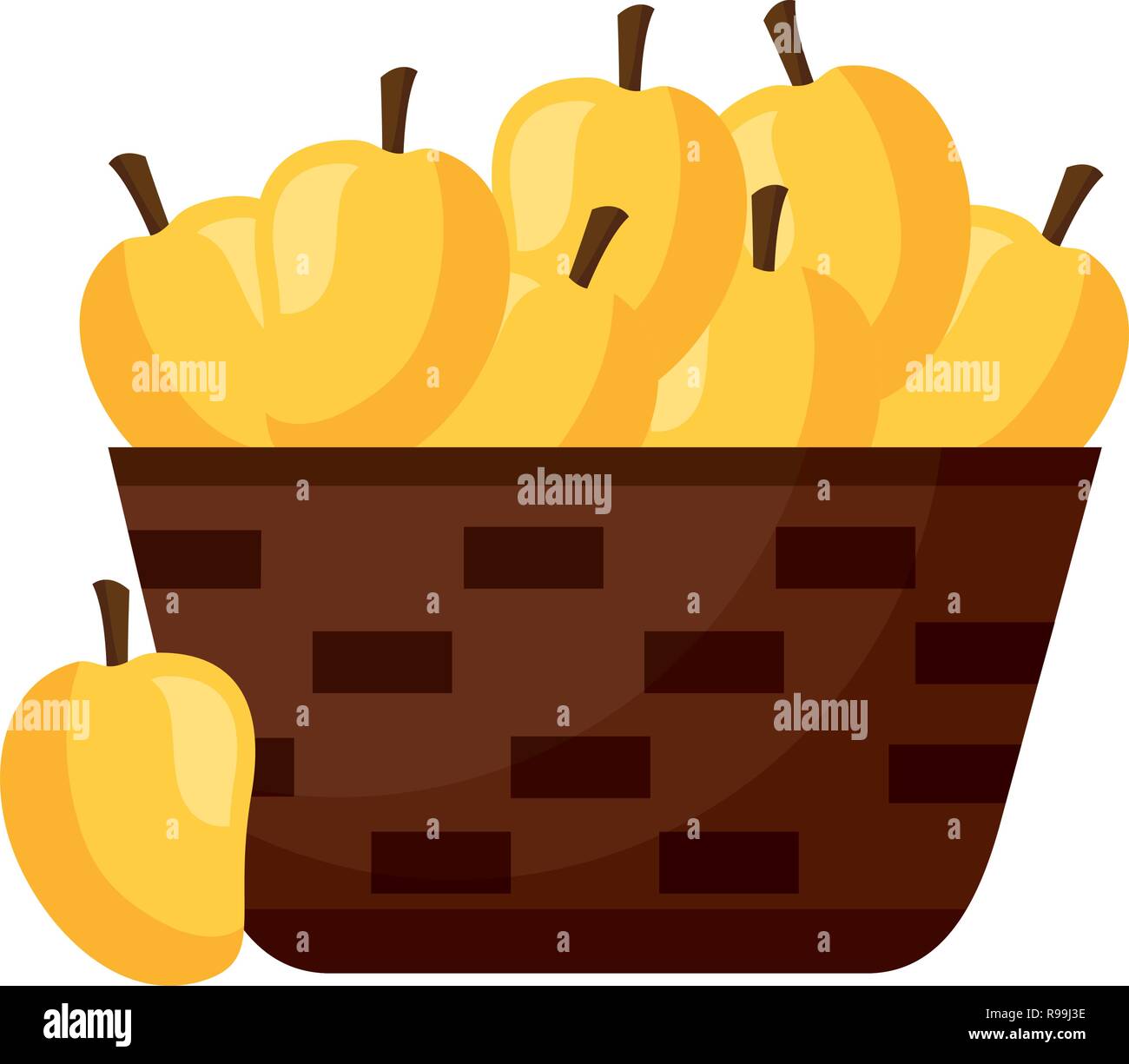 wicker basket with fresh mango vector illustration Stock Vector Image ...
