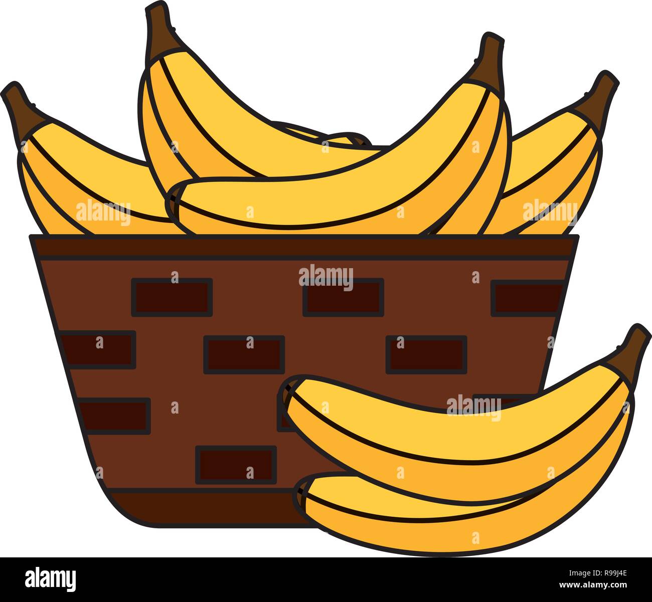 wicker basket with fresh banana vector illustration Stock Vector Image ...