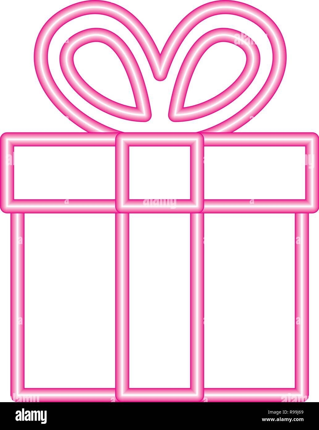 gift box neon white background vector illustration vector illustration ...