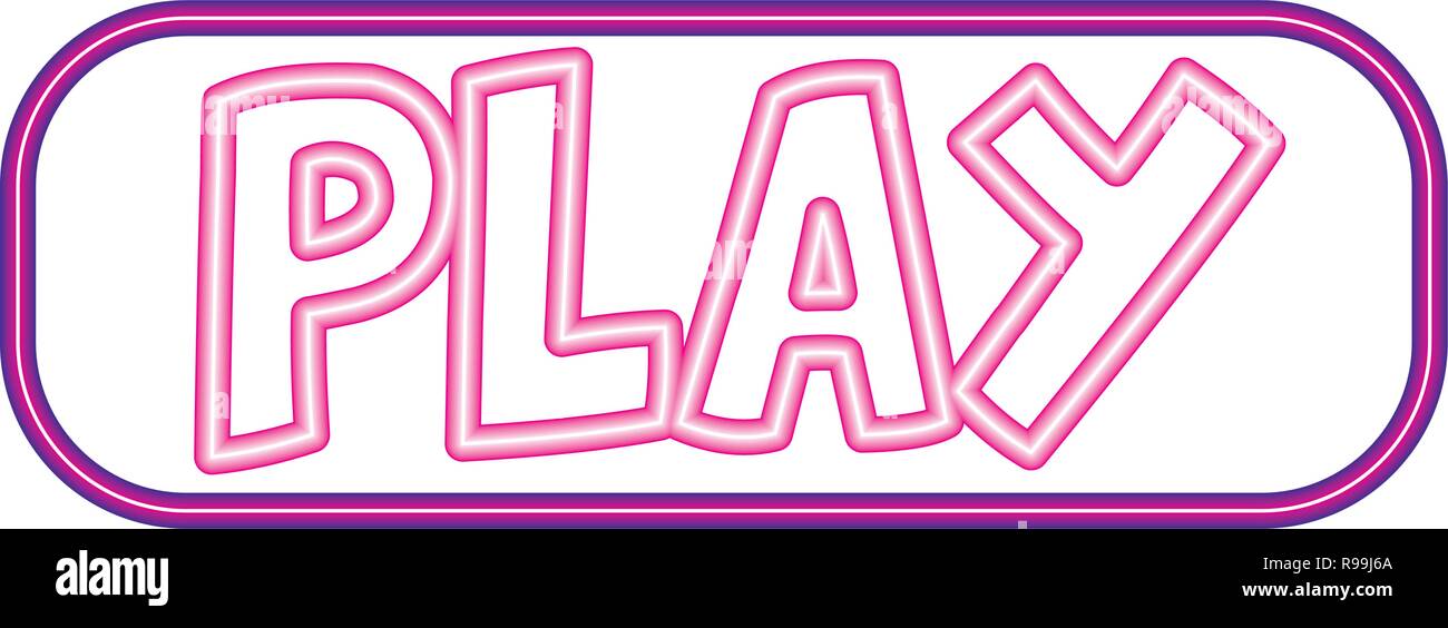 play button neon white background vector illustration vector ...