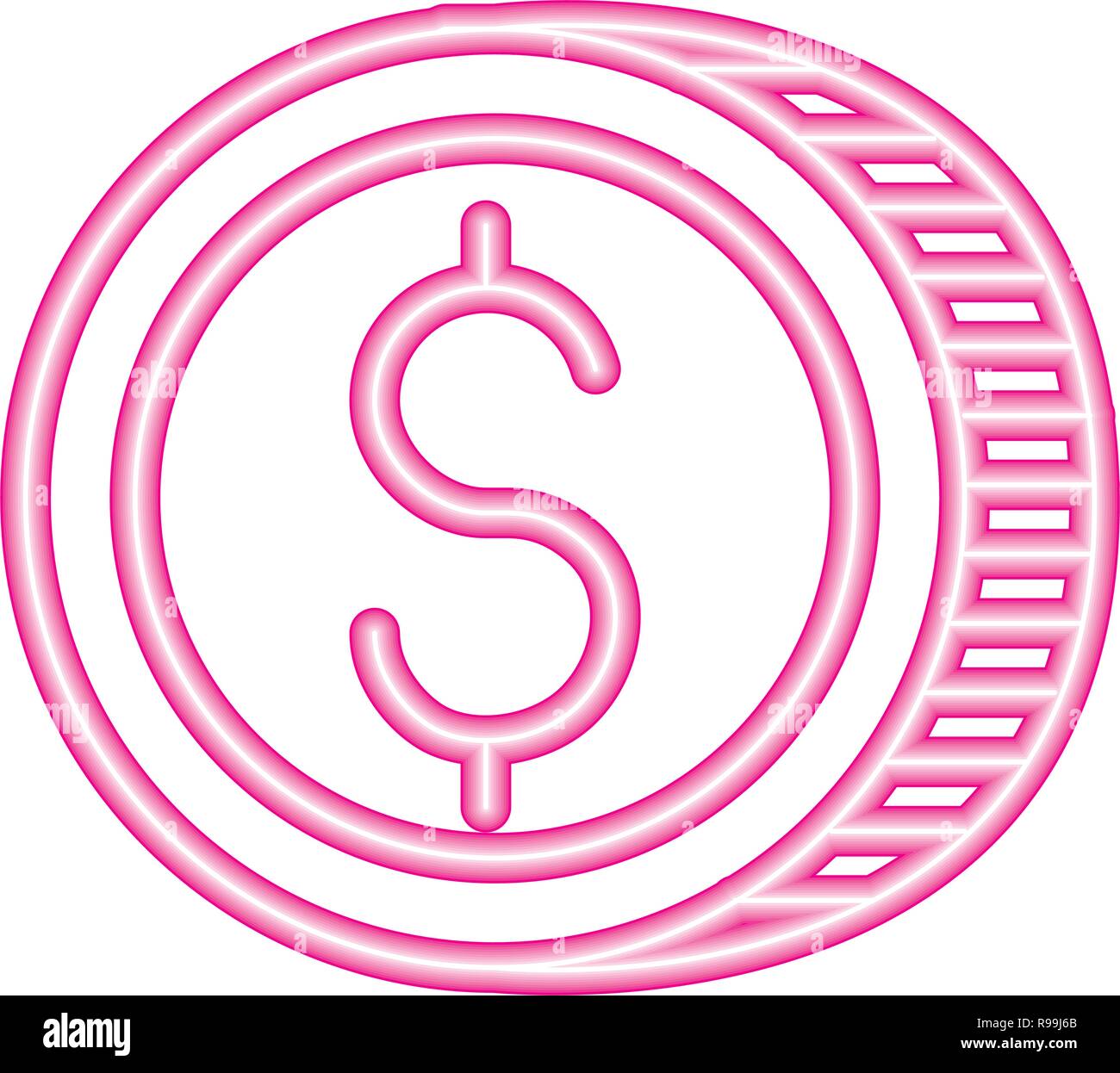 coin money neon white background vector illustration vector ...