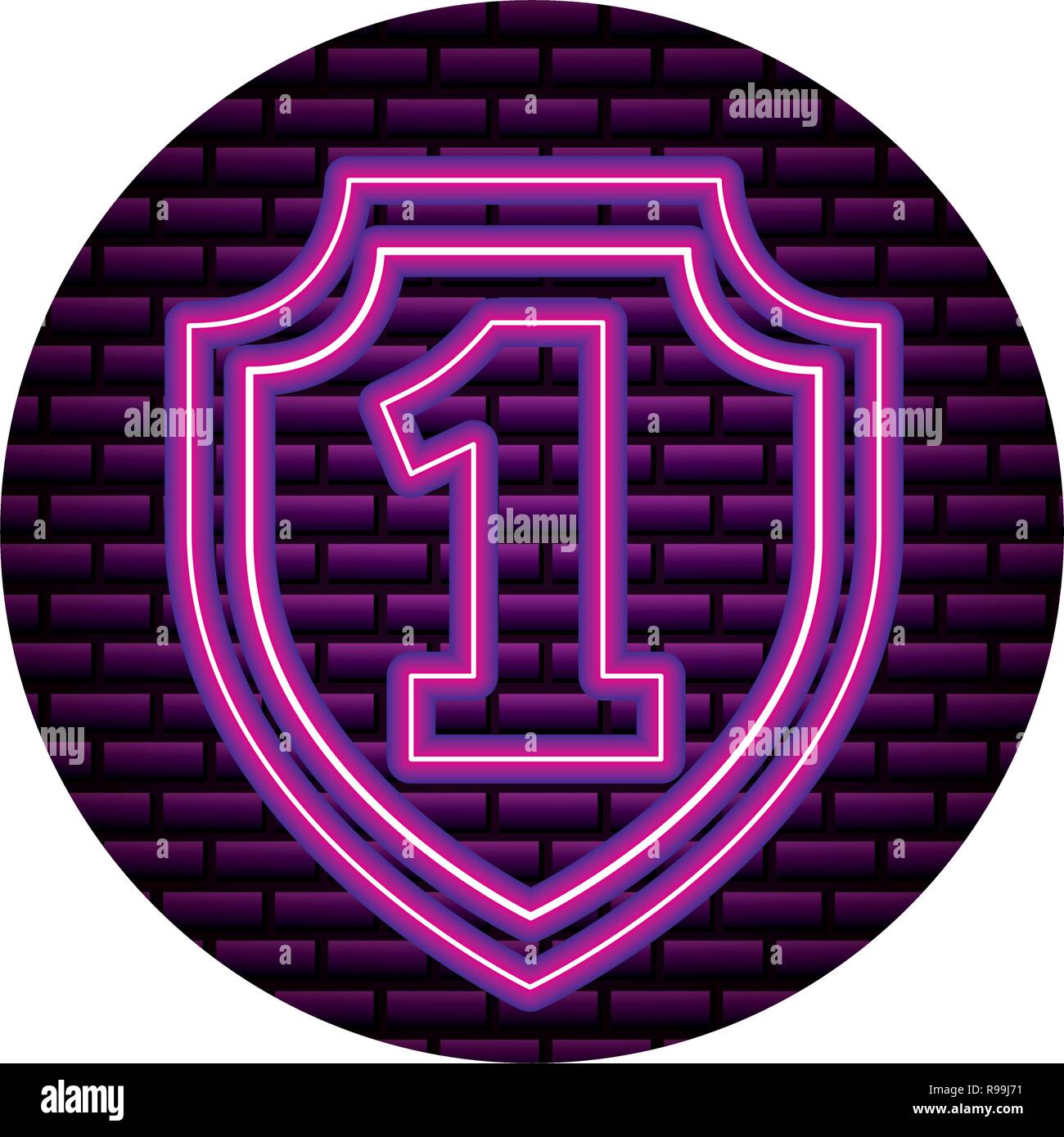 shield number one neon brick wall vector illustration vector ...