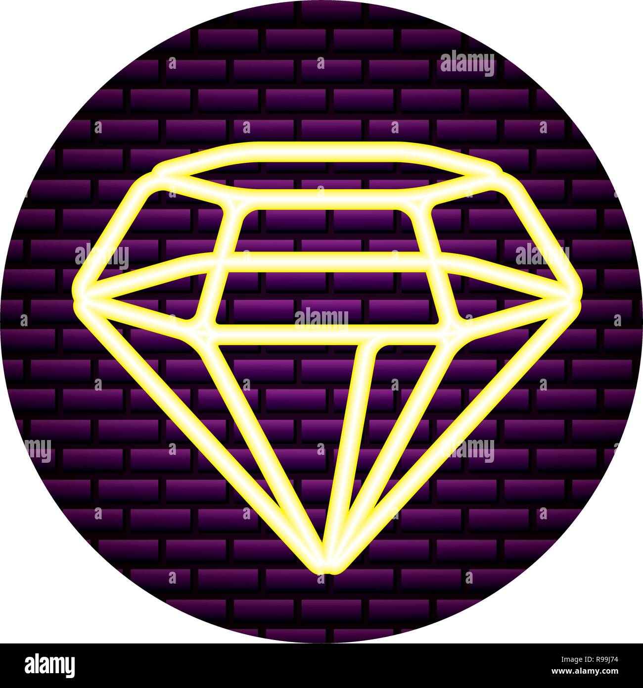 diamond neon on brick wall vector illustration vector illustration ...