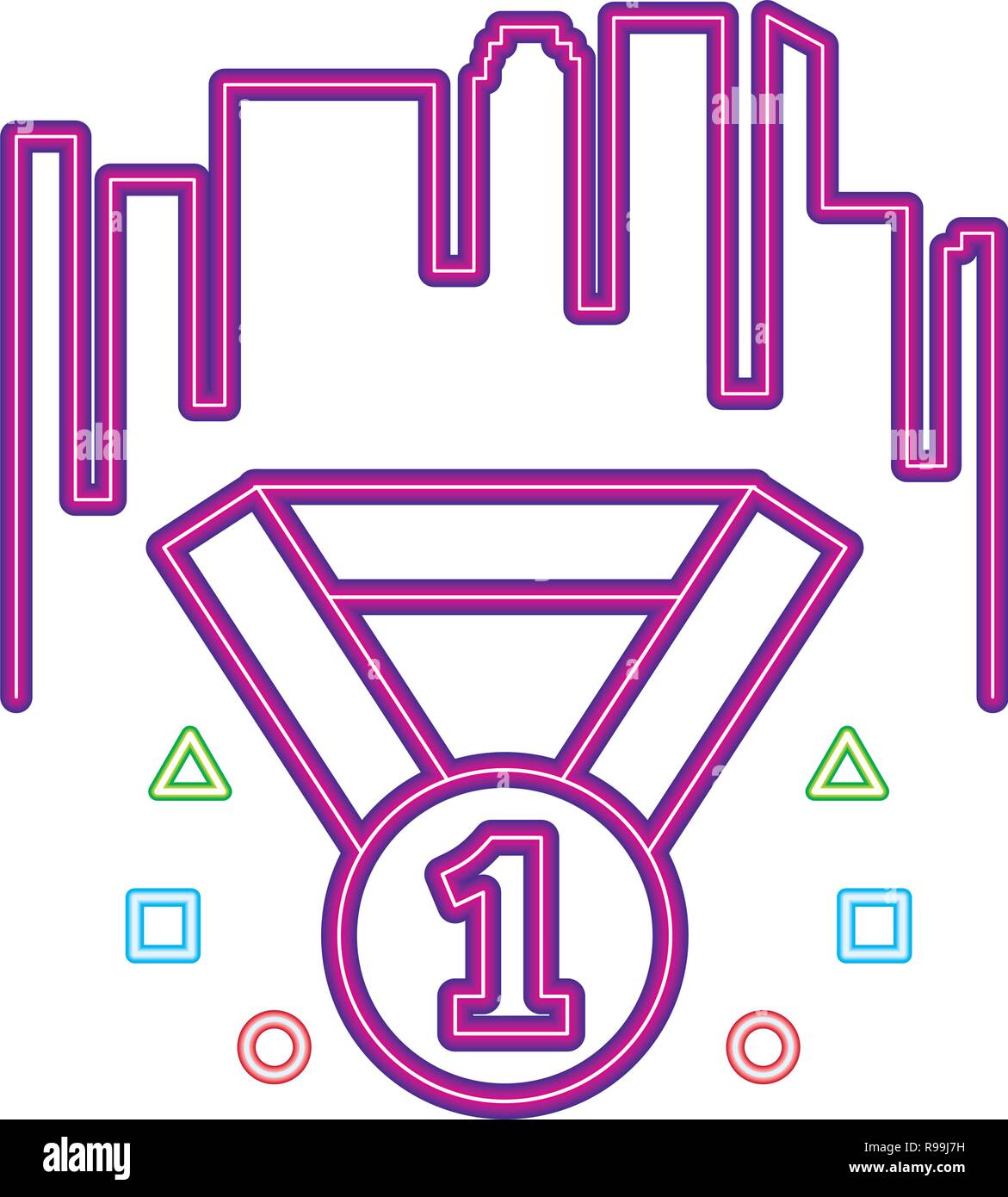 medal award neon video game vector illustration vector illustration ...
