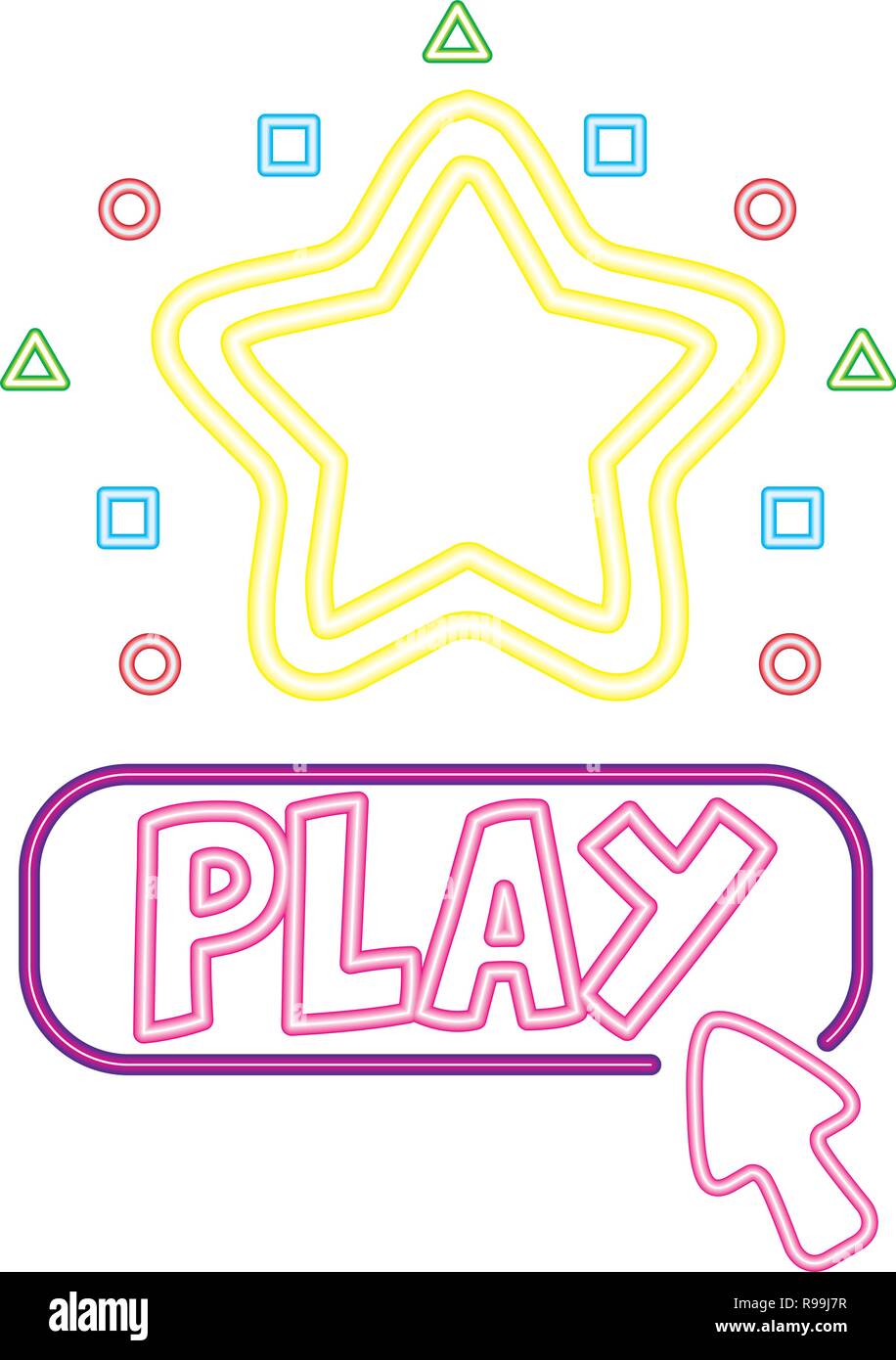 play star button neon video game vector illustration vector ...