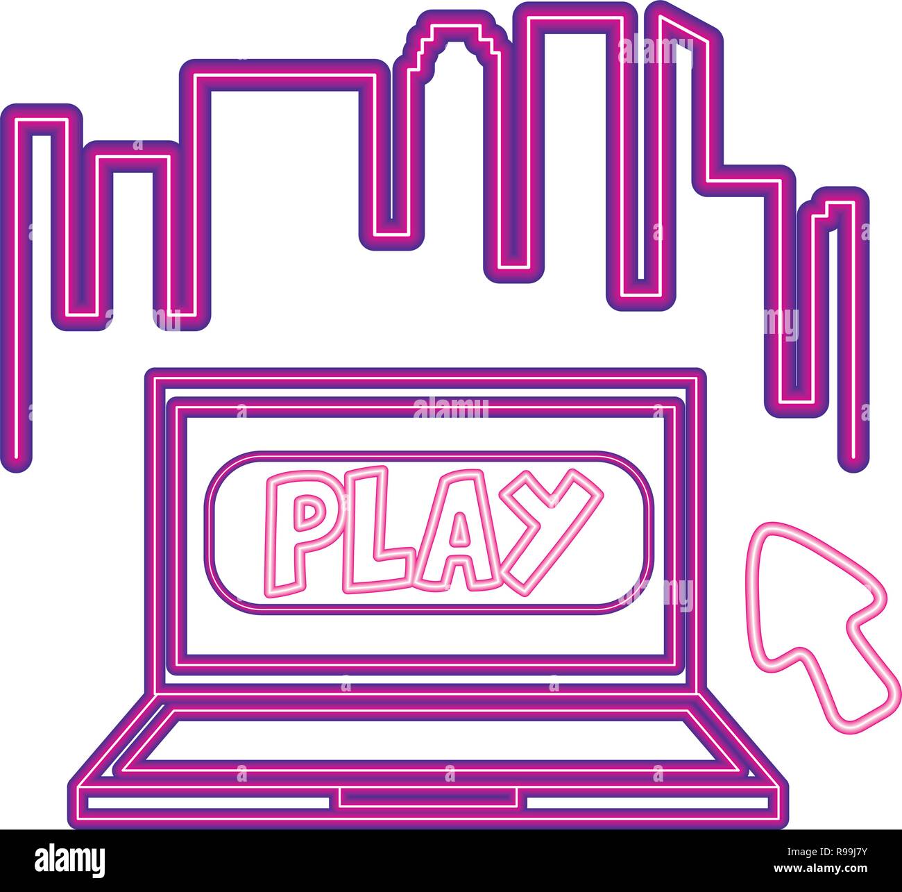 computer play arrow neon video game vector illustration vector ...