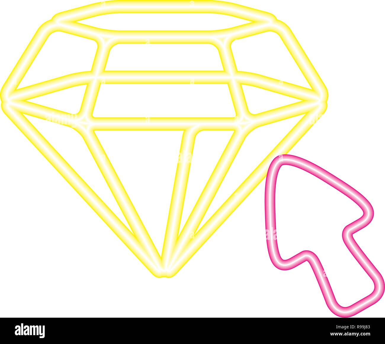 diamond arrow neon video game vector illustration vector illustration ...
