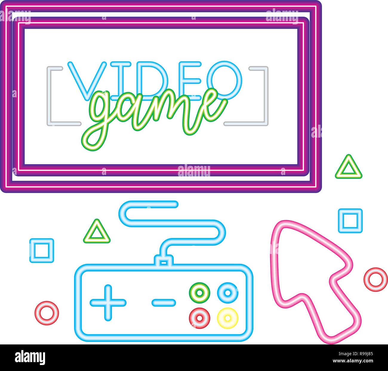 computer controller arrow neon video game vector illustration vector ...