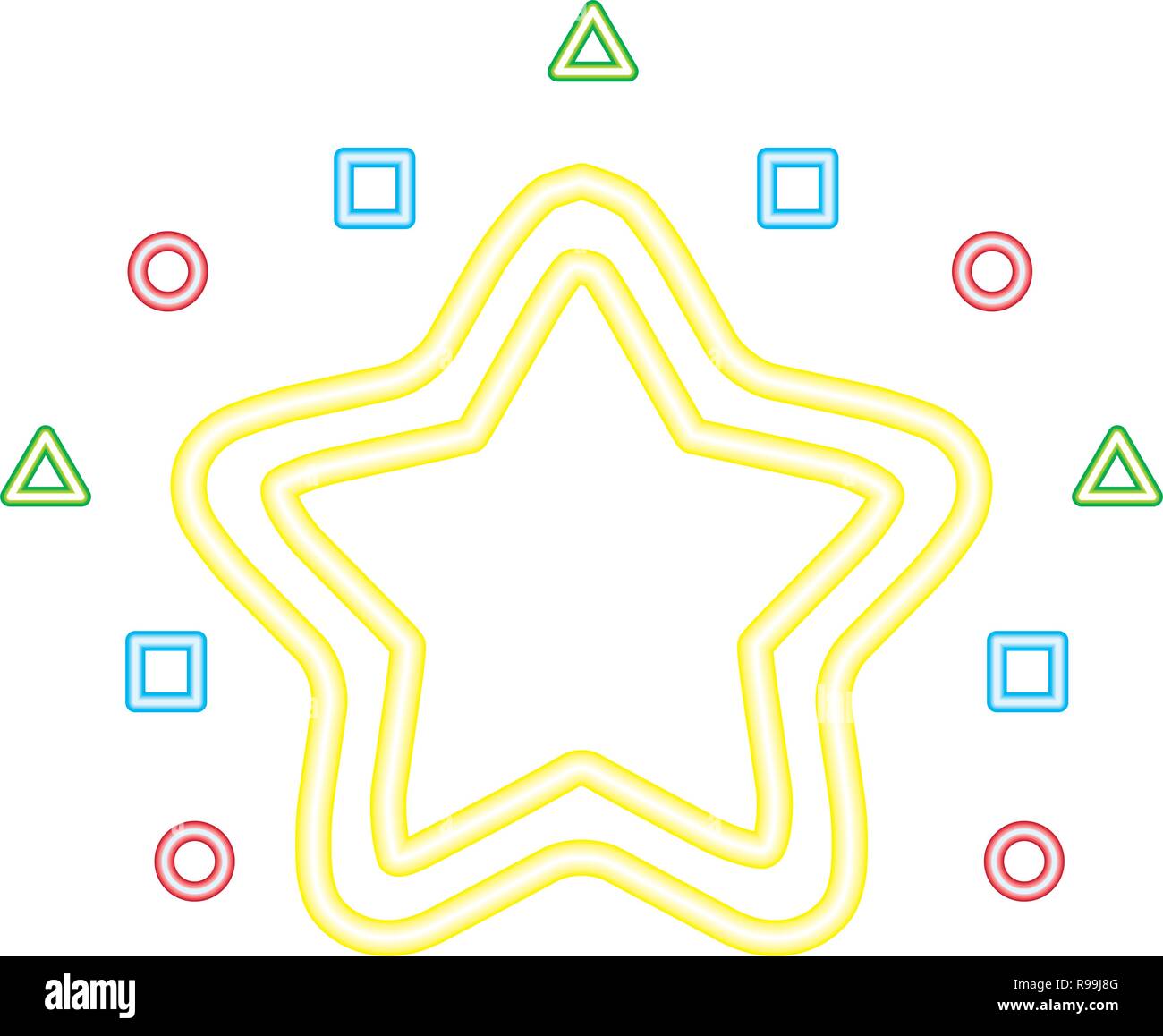 neon star geometric shapes white background vector illustration vector ...