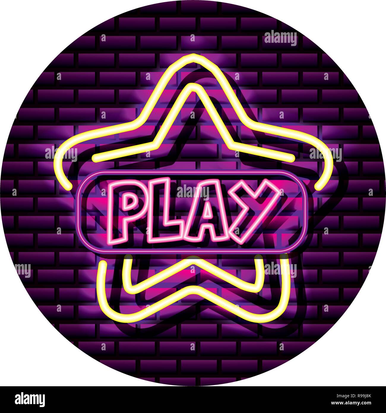 play star button neon video game wall vector illustration Stock Vector ...