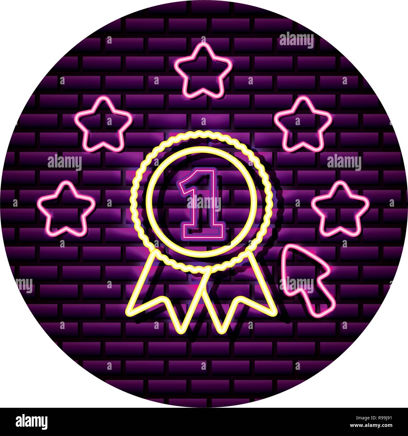 number one award neon video game wall vector illustration Stock Vector ...