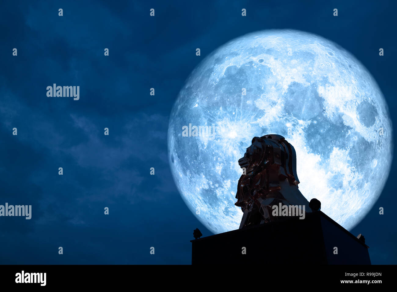 red blood moon back silhouette lion status night sky, Elements of this ...