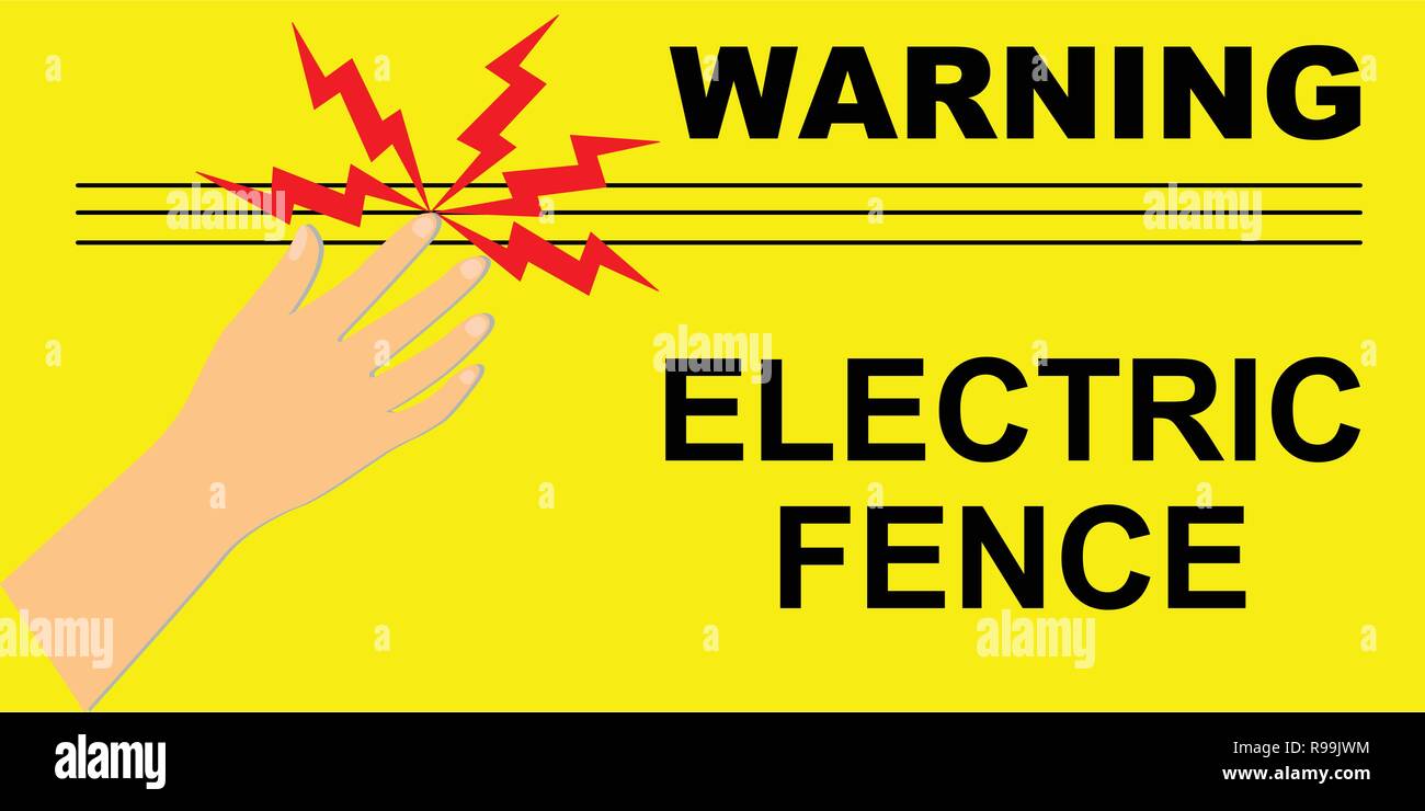 Hand touching a fence and thunderbolt sign Stock Vector Image & Art - Alamy