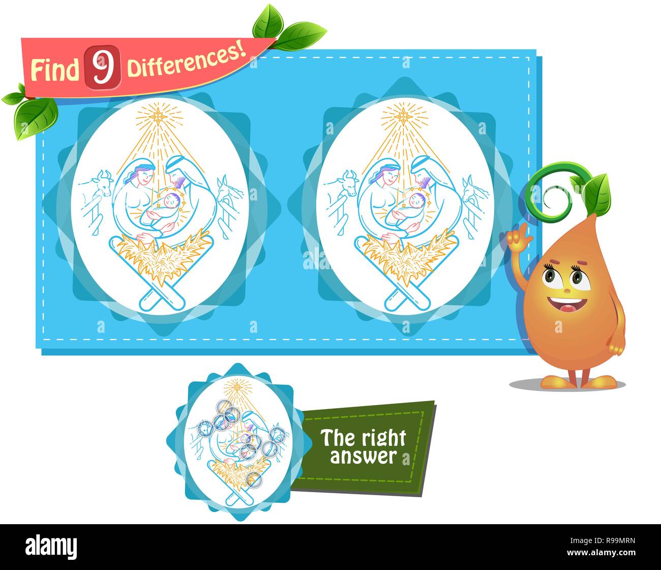 visual game for children and adults. Task game to find 9 differences ...