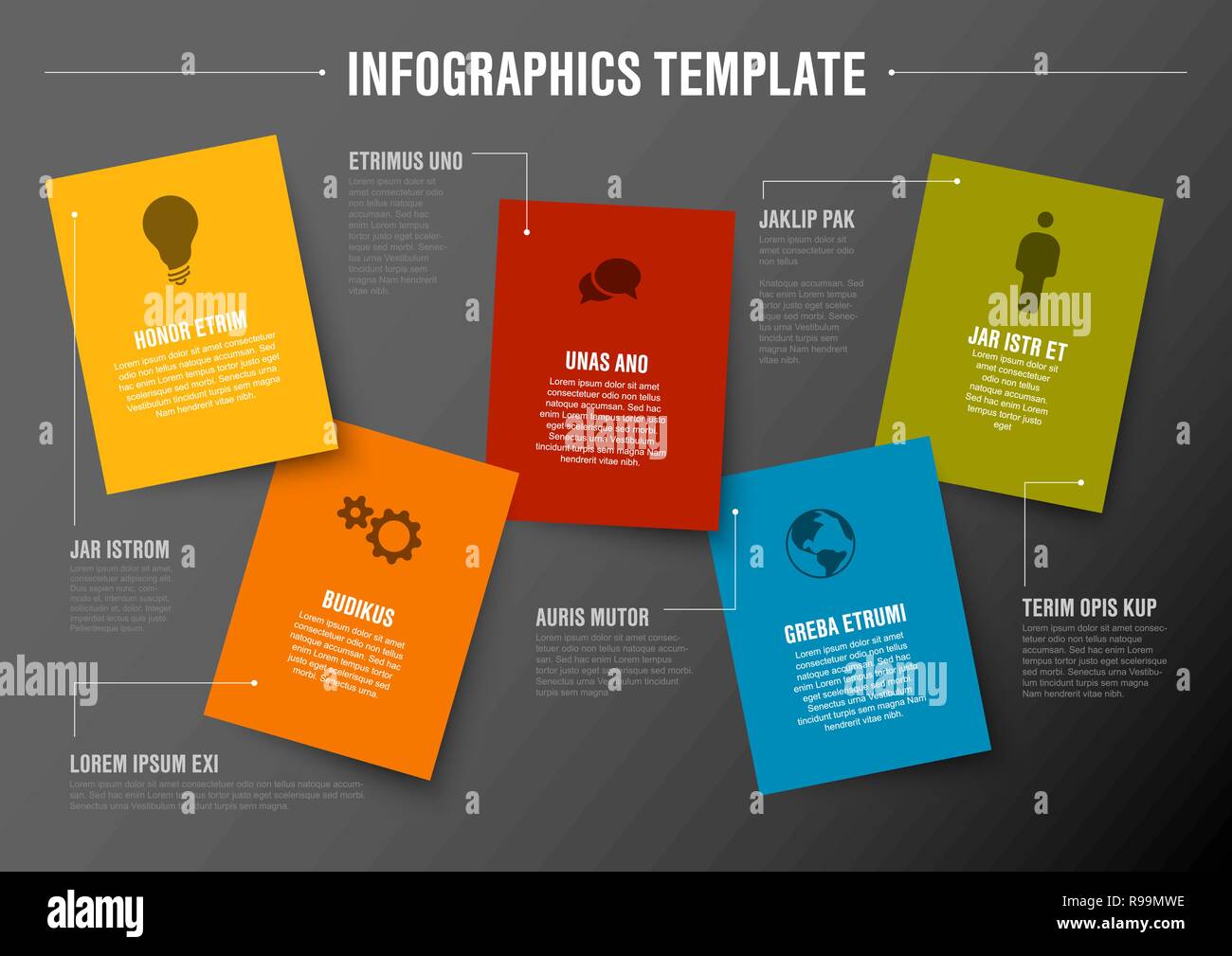 Vector Minimalist colorful Infographic template with rectangle cards ...