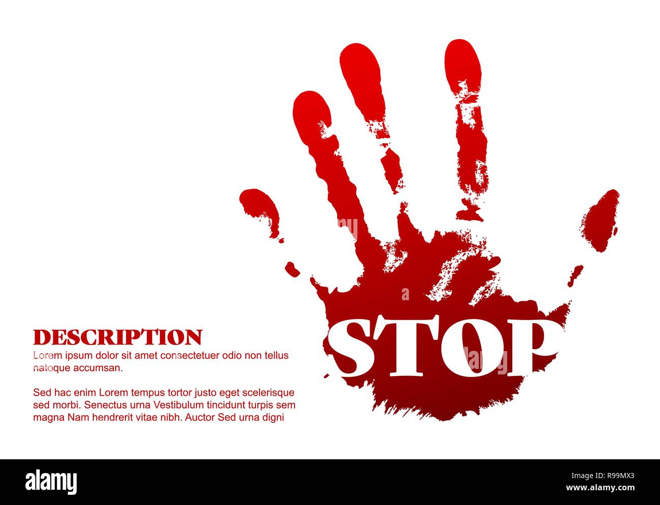 Flyer template with red hand print on a white background - stop ...
