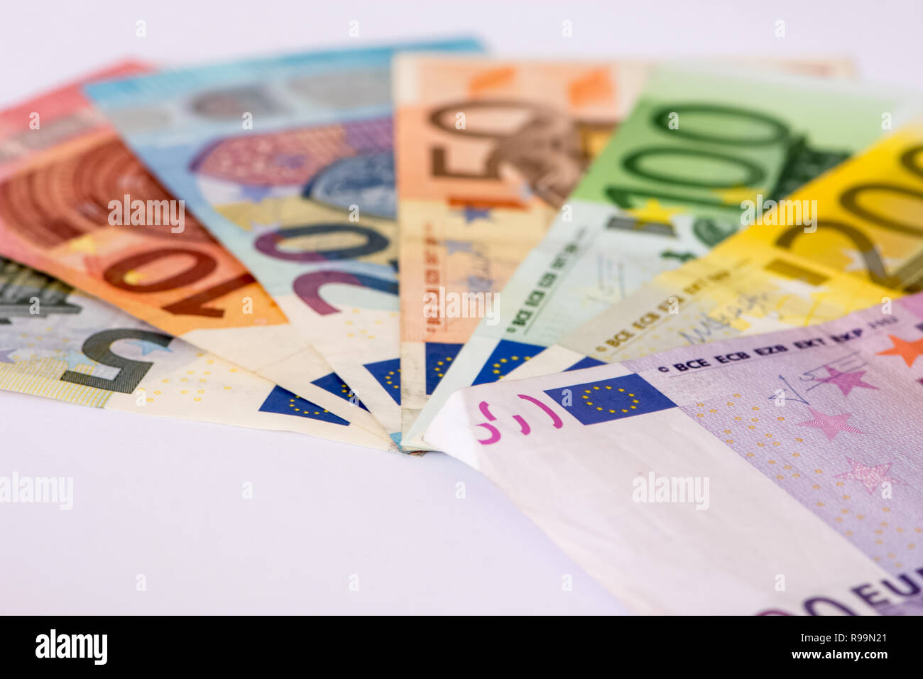 Business money background Eur, euro eu currency on bank table. Used in ...