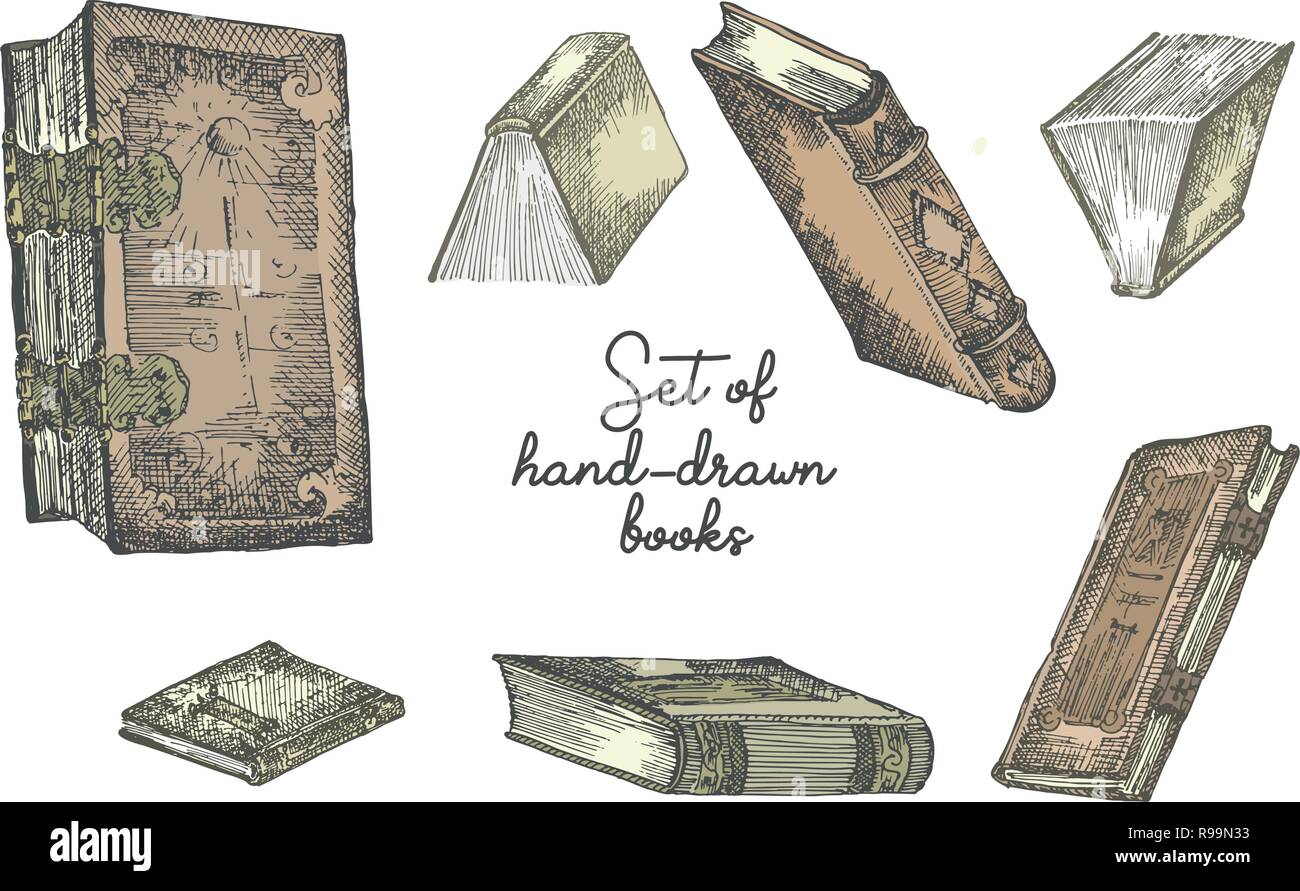 Set of hand drawing sketch books for concept vintage design fair or ...
