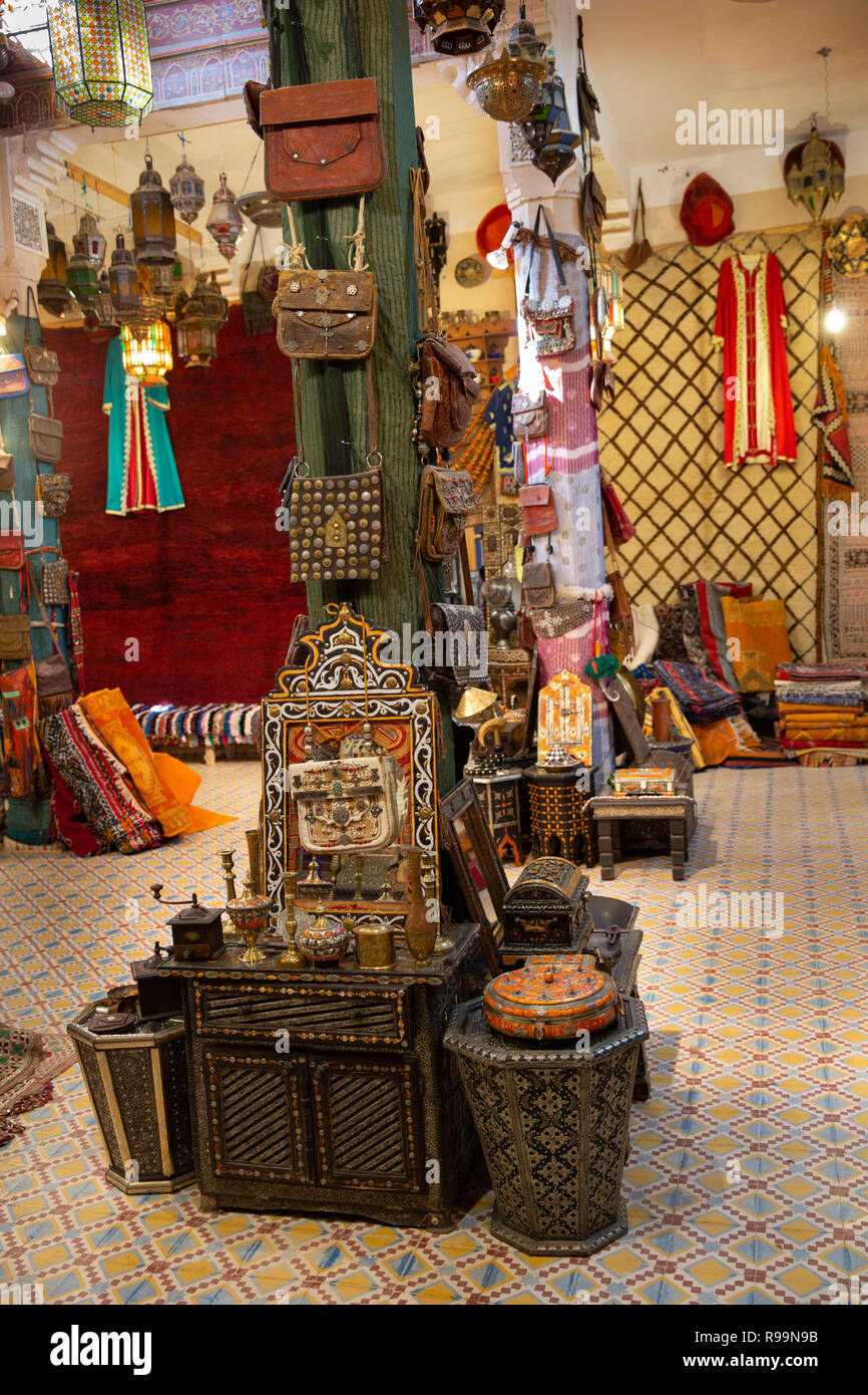 Morocco, Errachidia Province, Rissani, antique shop interior Stock ...