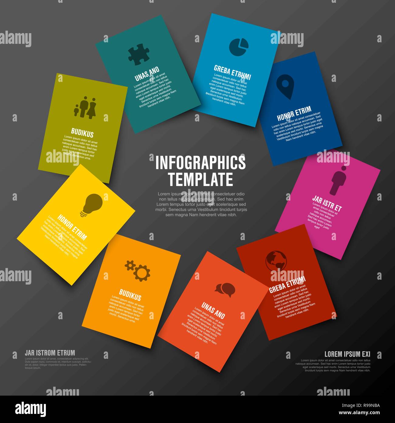 Vector multipurpose colorful Infographic template with rectangle cards ...