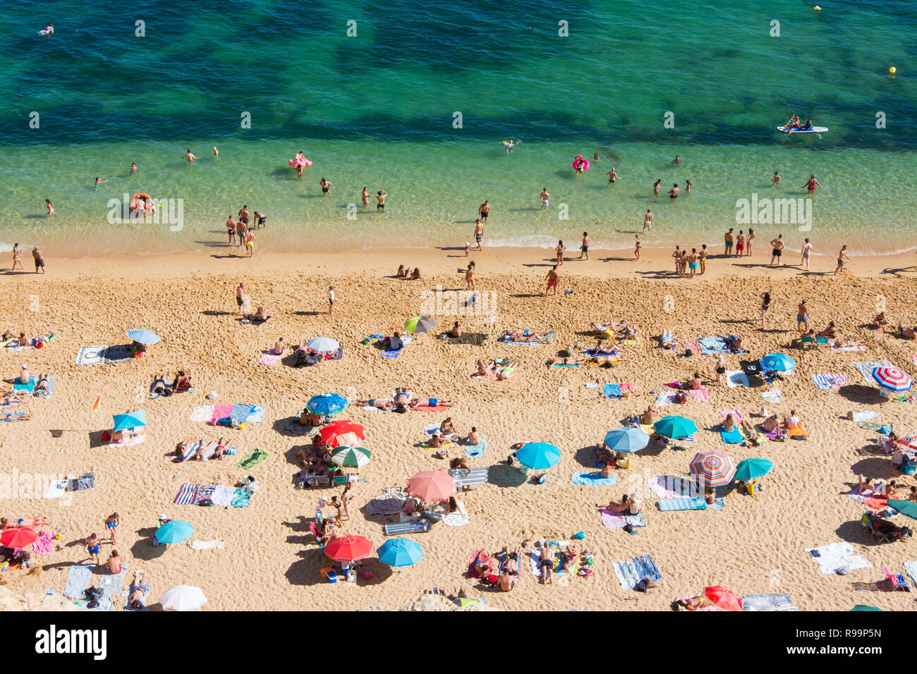 BENAGIL, Portugal - July 23, 2018: Summer holidays in Portugal. Crowd ...