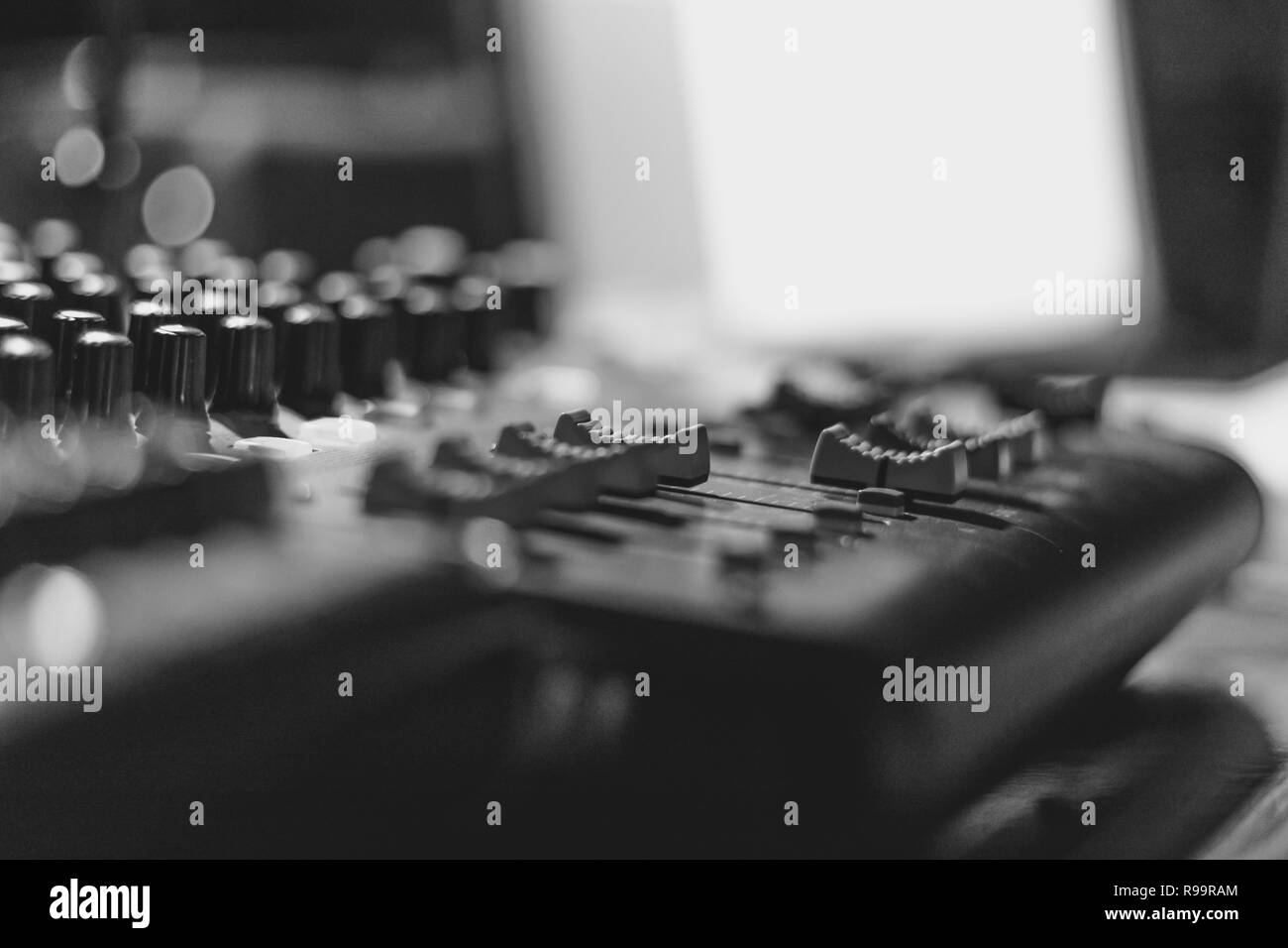 Music controller mixer Black and White Stock Photos & Images - Alamy