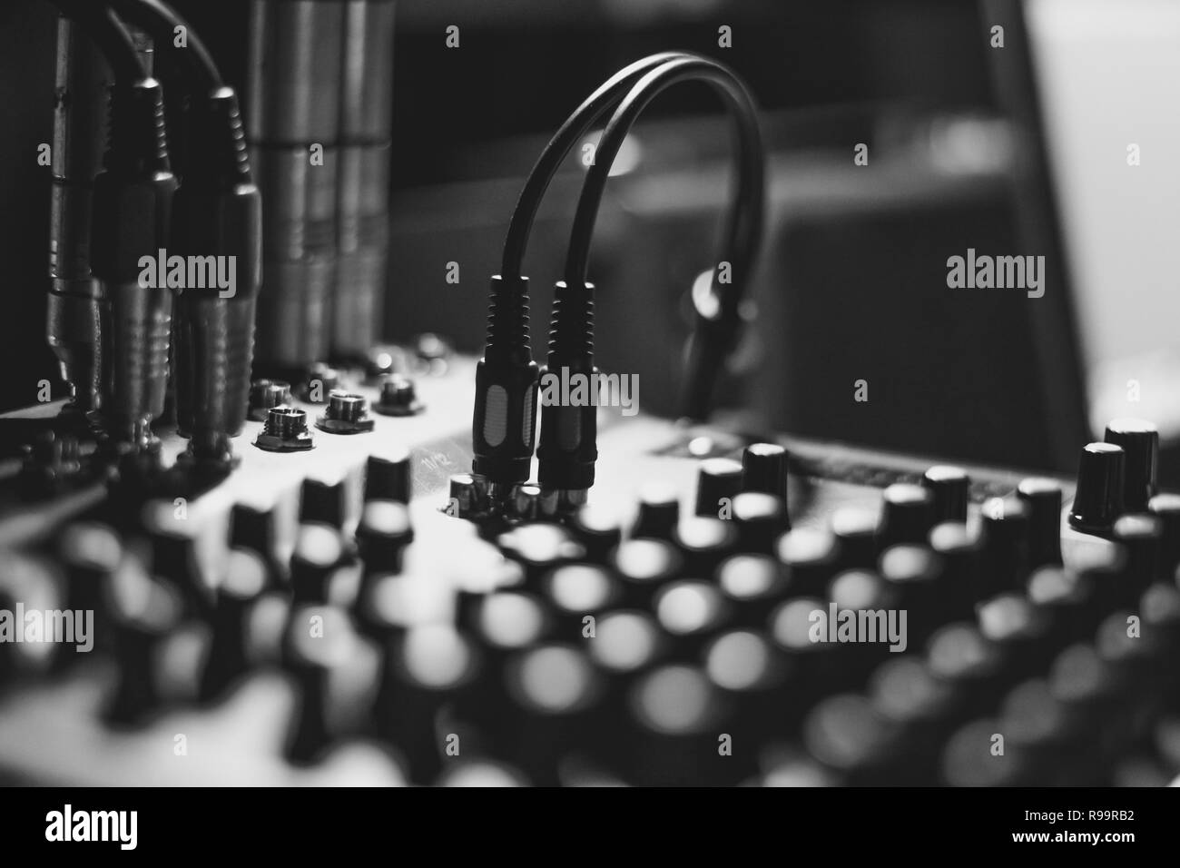 Live mixer console Black and White Stock Photos & Images - Alamy