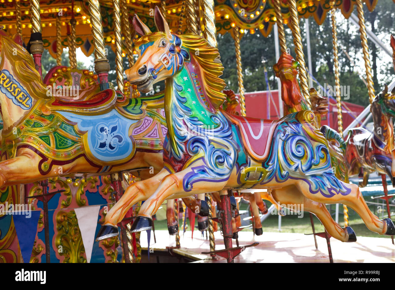 Golden gallopers carousel hi-res stock photography and images - Alamy