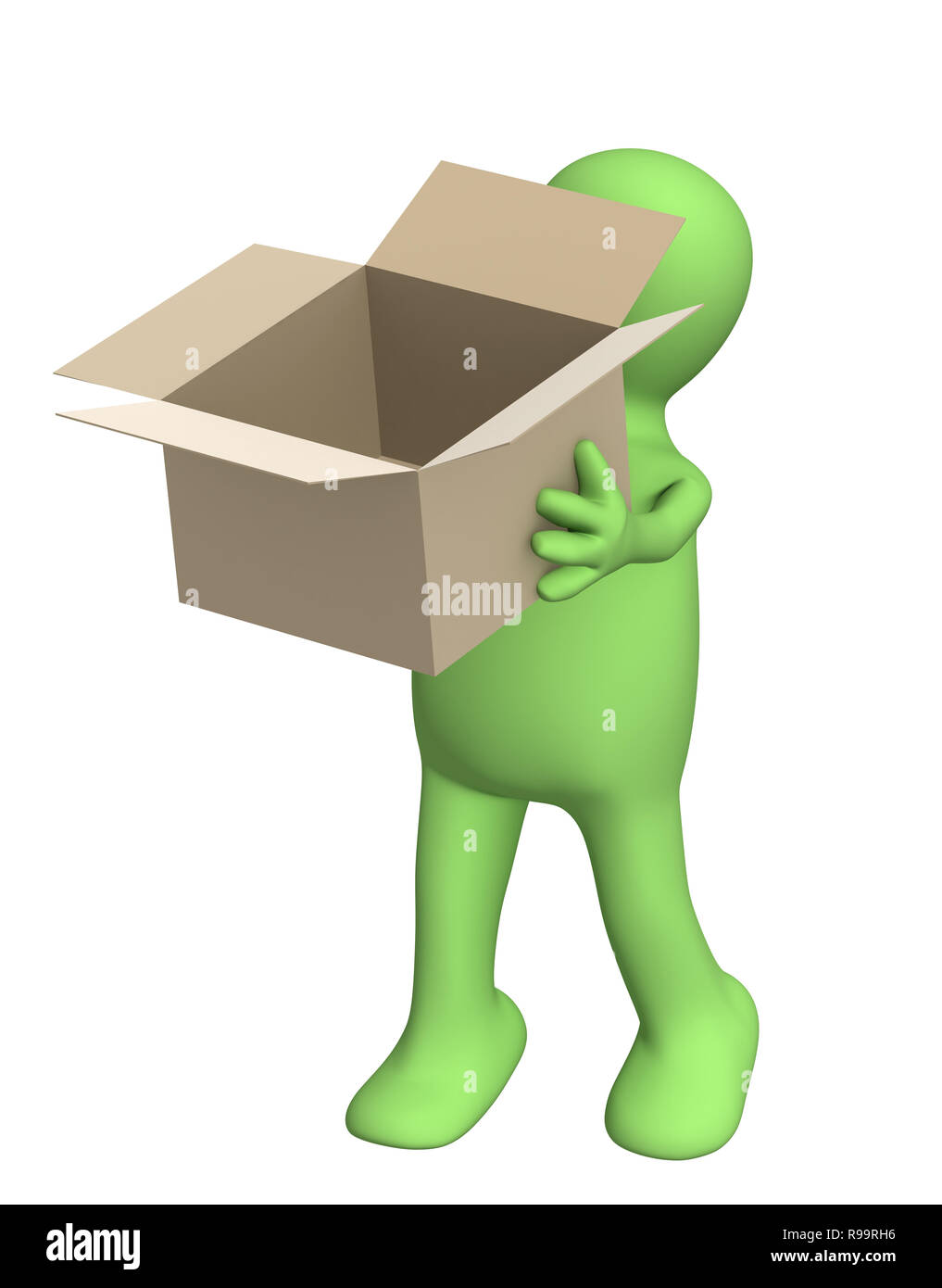 Puppet with empty opened box. Isolated over white Stock Photo - Alamy