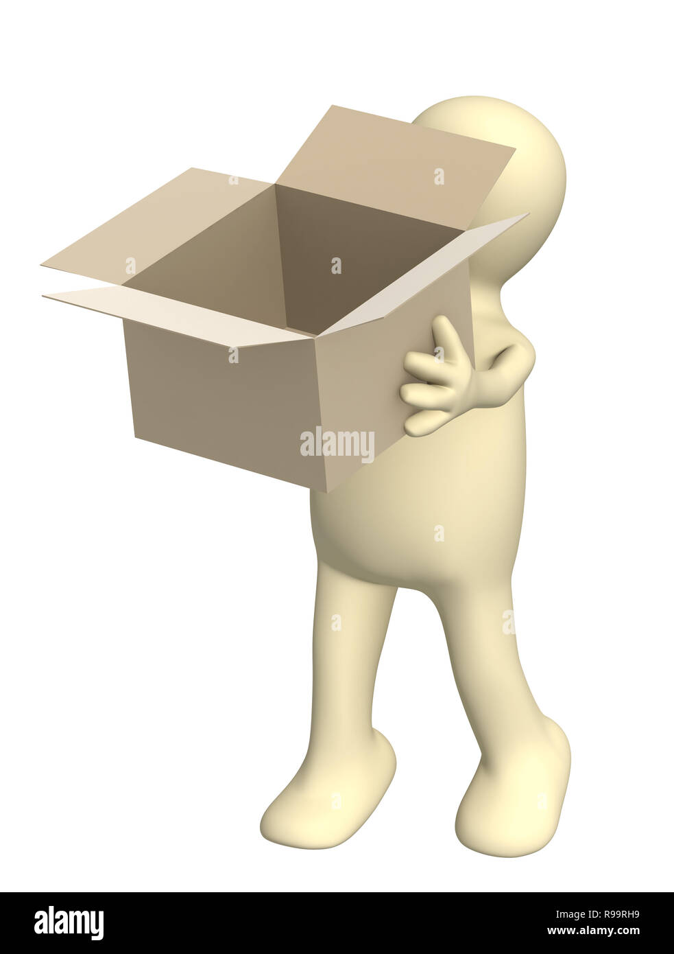 Puppet with empty opened box. Isolated over white Stock Photo - Alamy