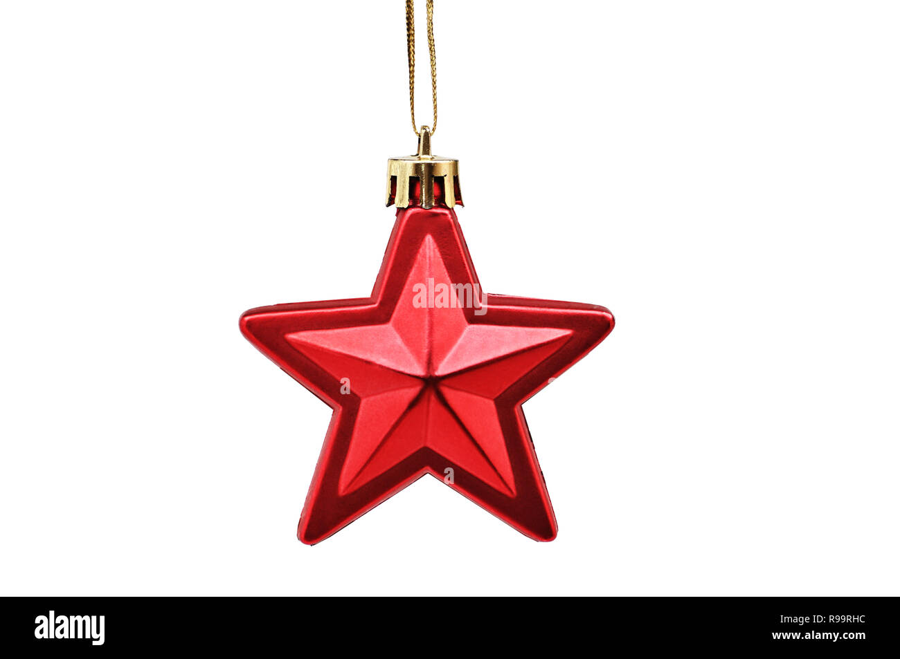Christmas & New Year red five-rayed star against white isolated ...