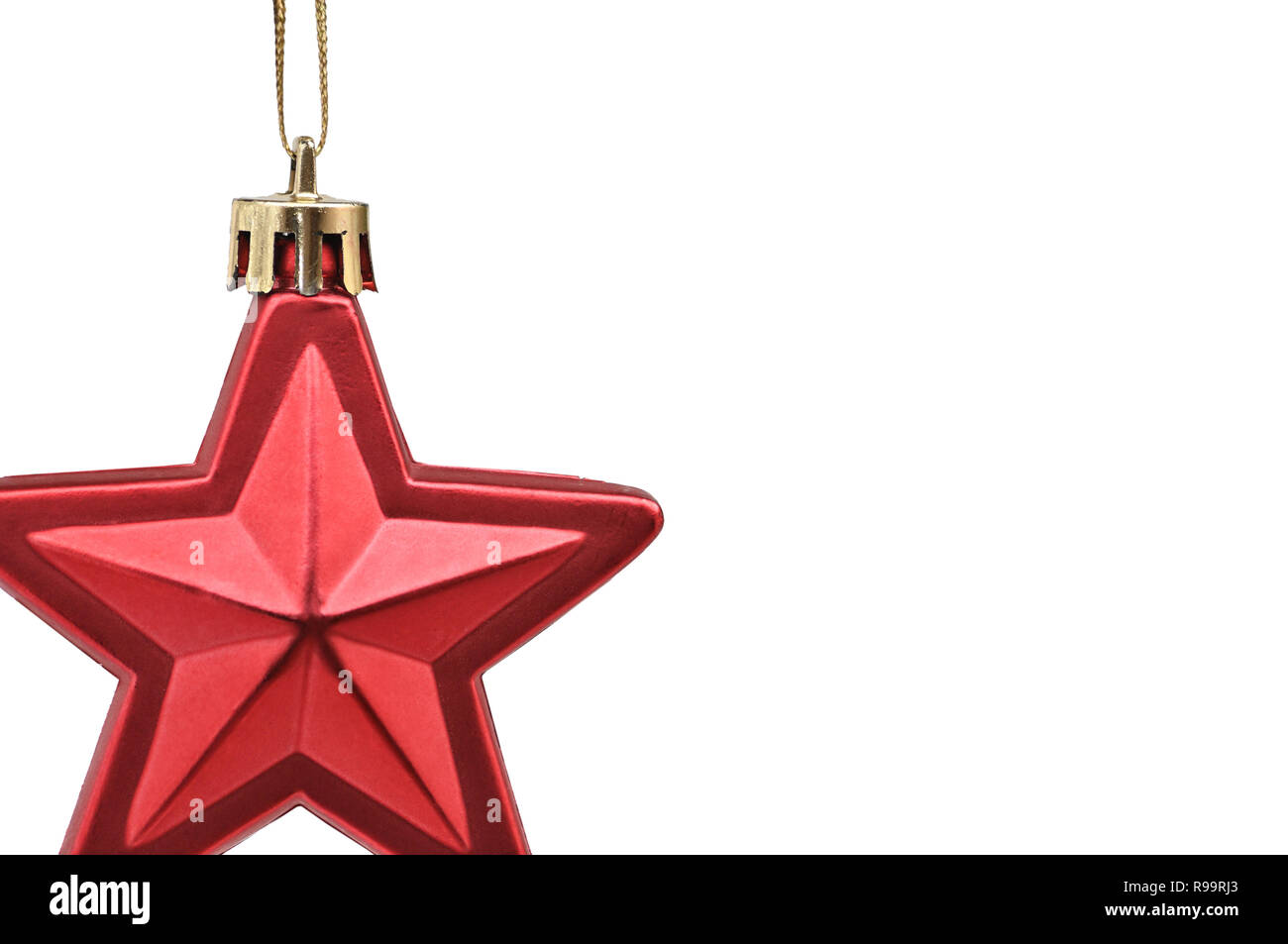 Christmas & New Year red five-rayed star against white isolated ...