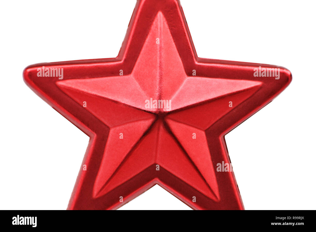 Christmas & New Year red five-rayed star against white isolated ...