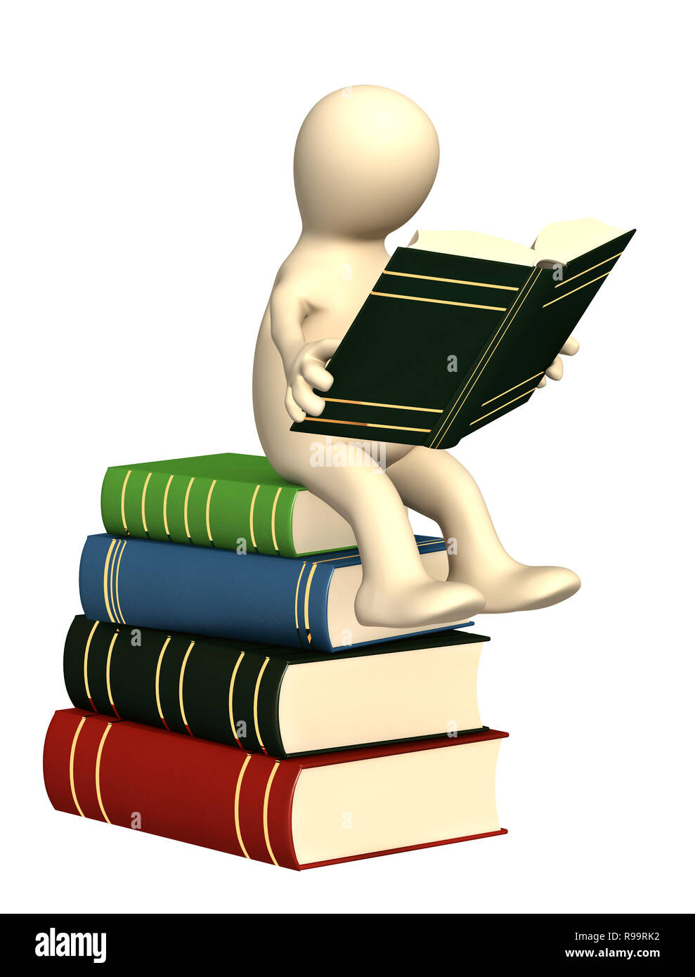 3d puppet, reading the book. Isolated over white Stock Photo - Alamy