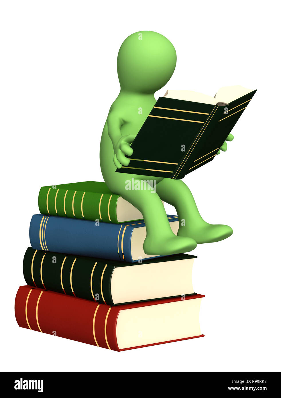 3d puppet, reading the book. Isolated over white Stock Photo - Alamy