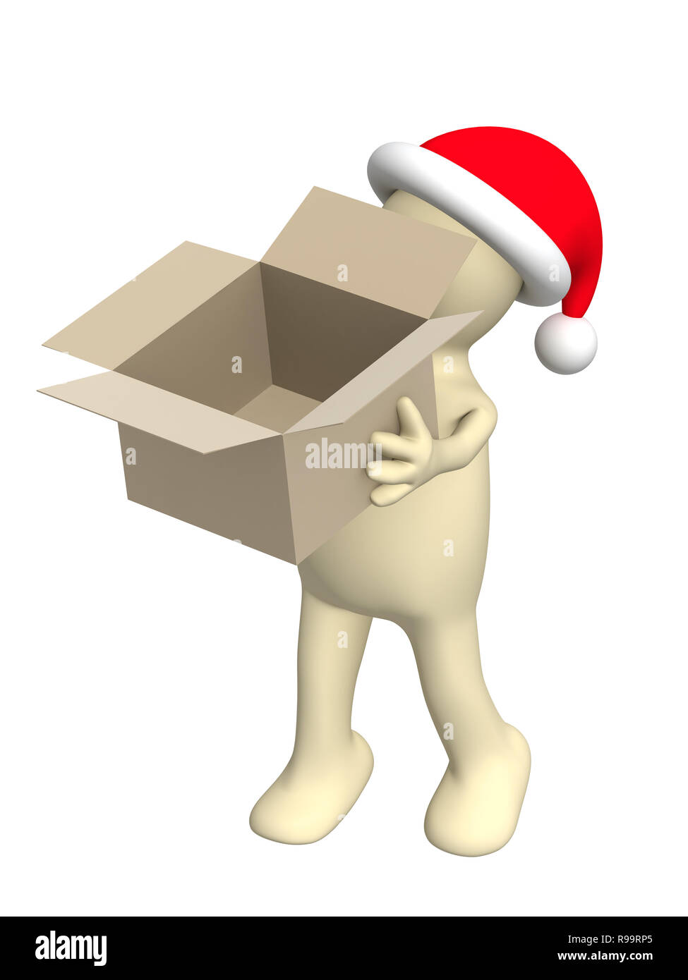 Puppet with empty opened box. Isolated over white Stock Photo - Alamy
