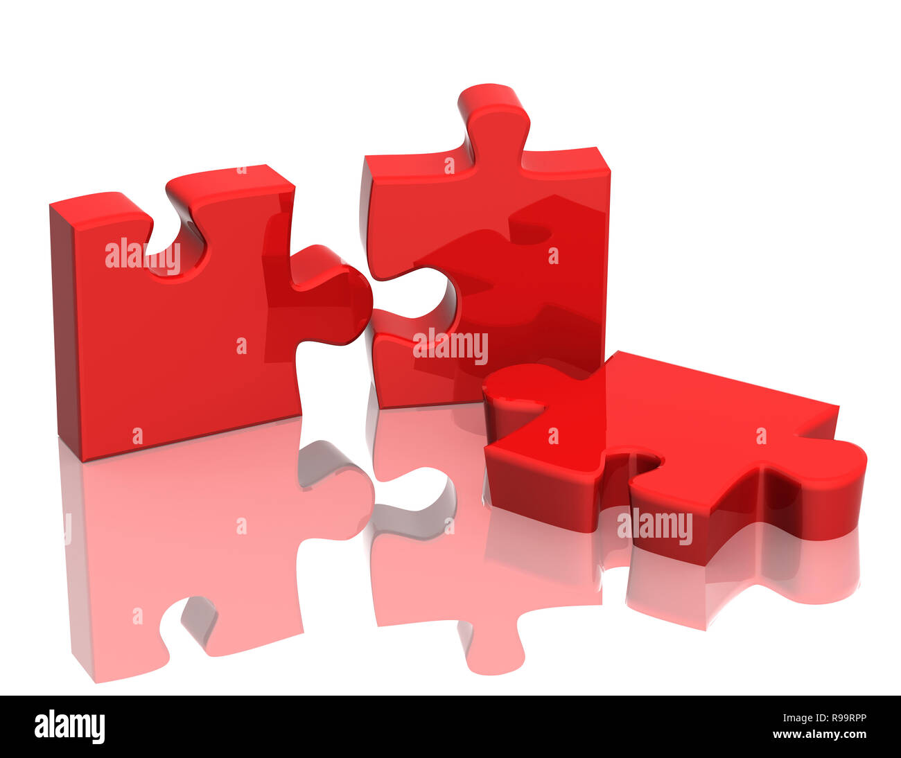 Three parts of a puzzle. Objects over white Stock Photo - Alamy