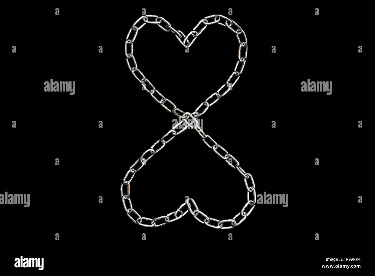 Two hearts linked together with chain, marriage symbol. Love and ...
