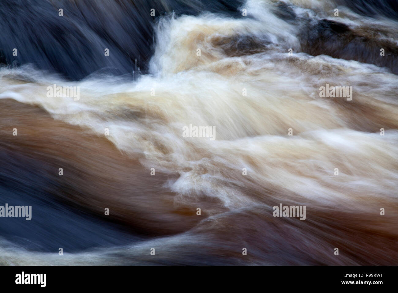 Fast flowing River Wharfe at The Strid in Autumn. Bolton Abbey, North ...