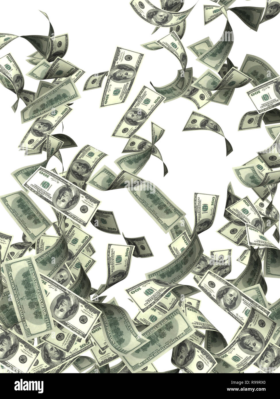 Flying dollar banknotes. Isolated over white Stock Photo - Alamy