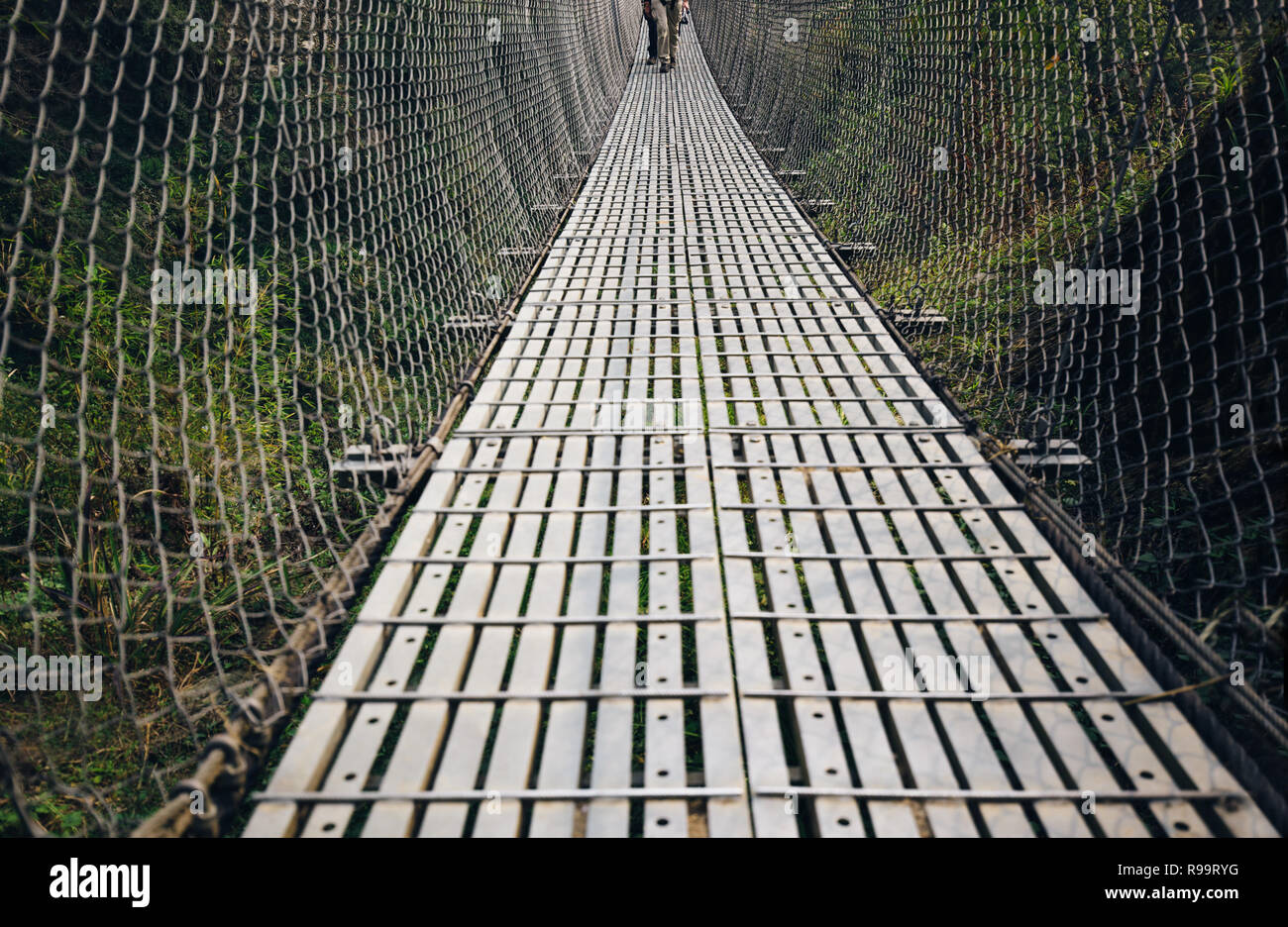 Suspension bridge in Himalayas Stock Photo - Alamy