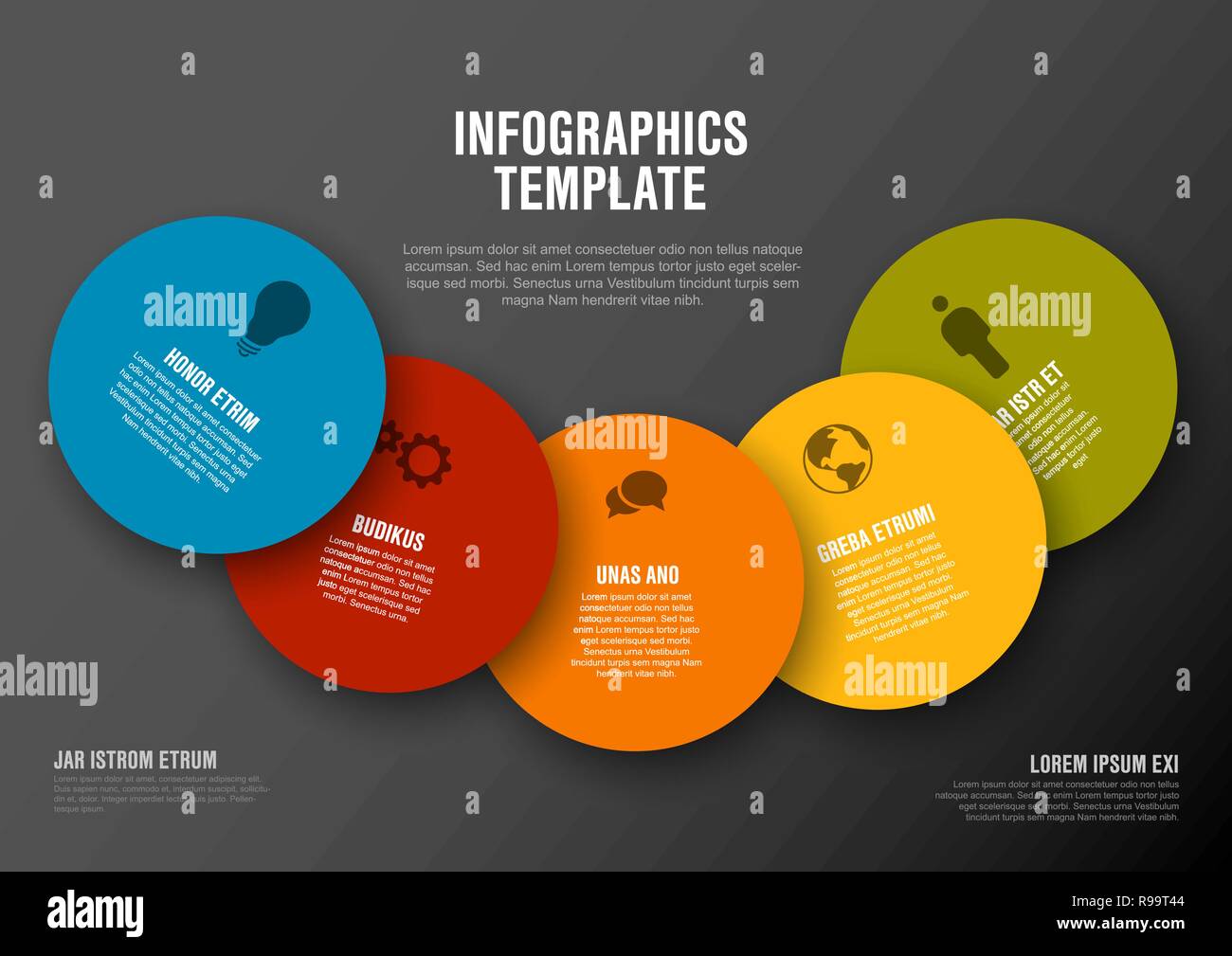 Vector Minimalist colorful Infographic template with circle cards ...