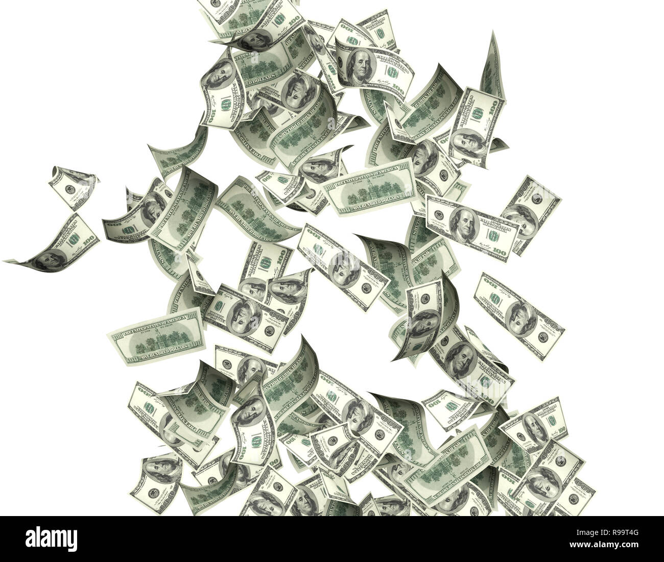 Flying dollar banknotes. Isolated over white Stock Photo - Alamy
